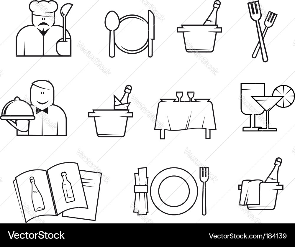Restaurant symbols Royalty Free Vector Image - VectorStock