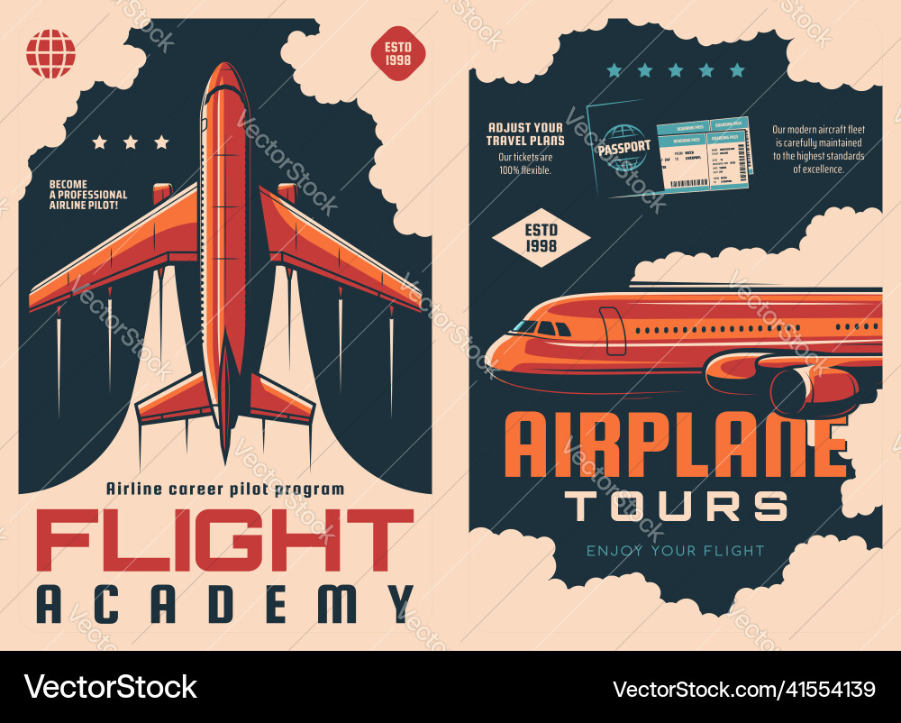 Vintage Flight & Aviation Posters Royalty Free Vector
