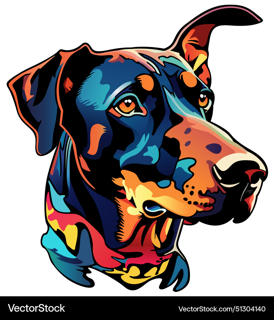 A colorful doberman dog portrait Royalty Free Vector Image