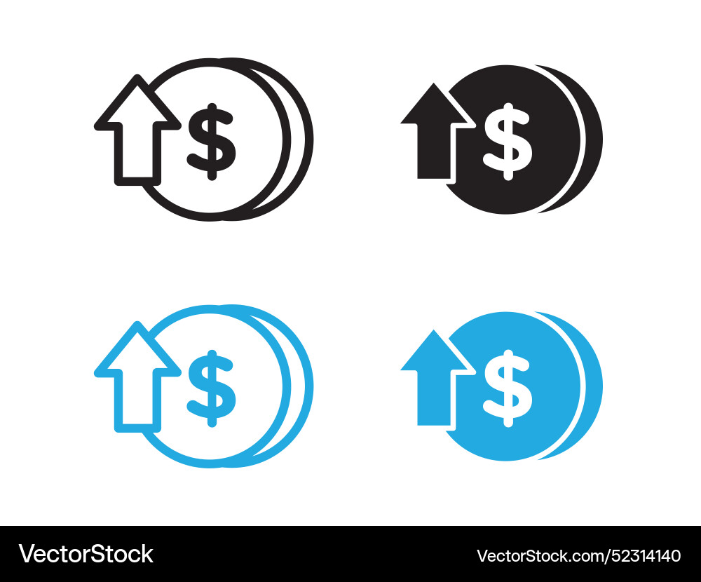 Expensive icon black and white outline sign Vector Image