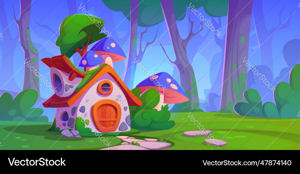 Fairytale forest house cartoon background Vector Image