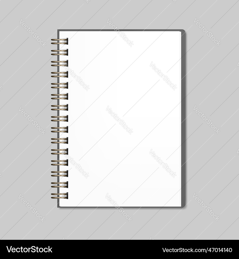 Open wire bound notebook realistic mockup golden Vector Image Open wire bound notebook realistic mockup golden Vector Image