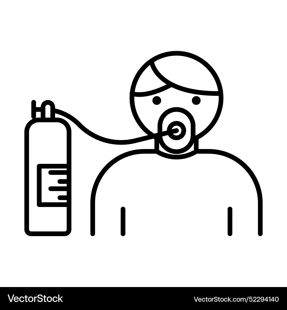 Person with oxygen mask icon linear logo mark Vector Image