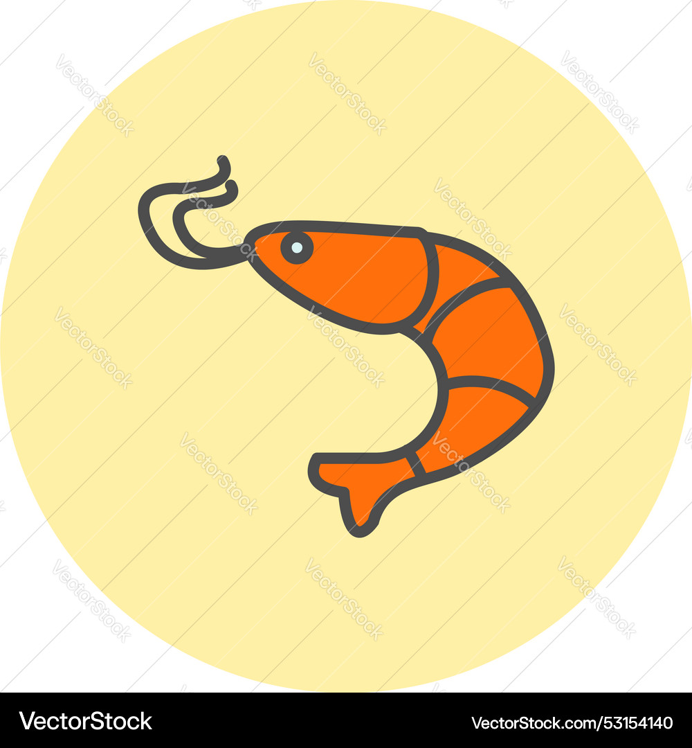 Prawn line filled circle icon Royalty Free Vector Image