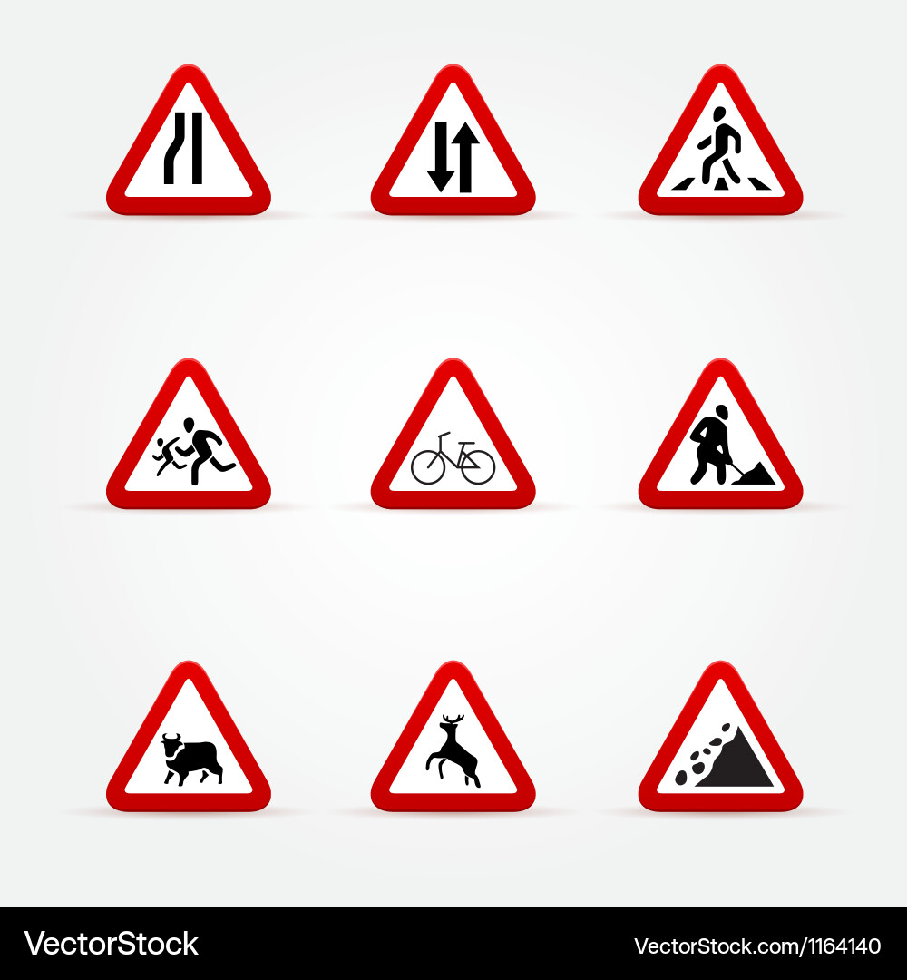 Warning traffic signs Royalty Free Vector Image
