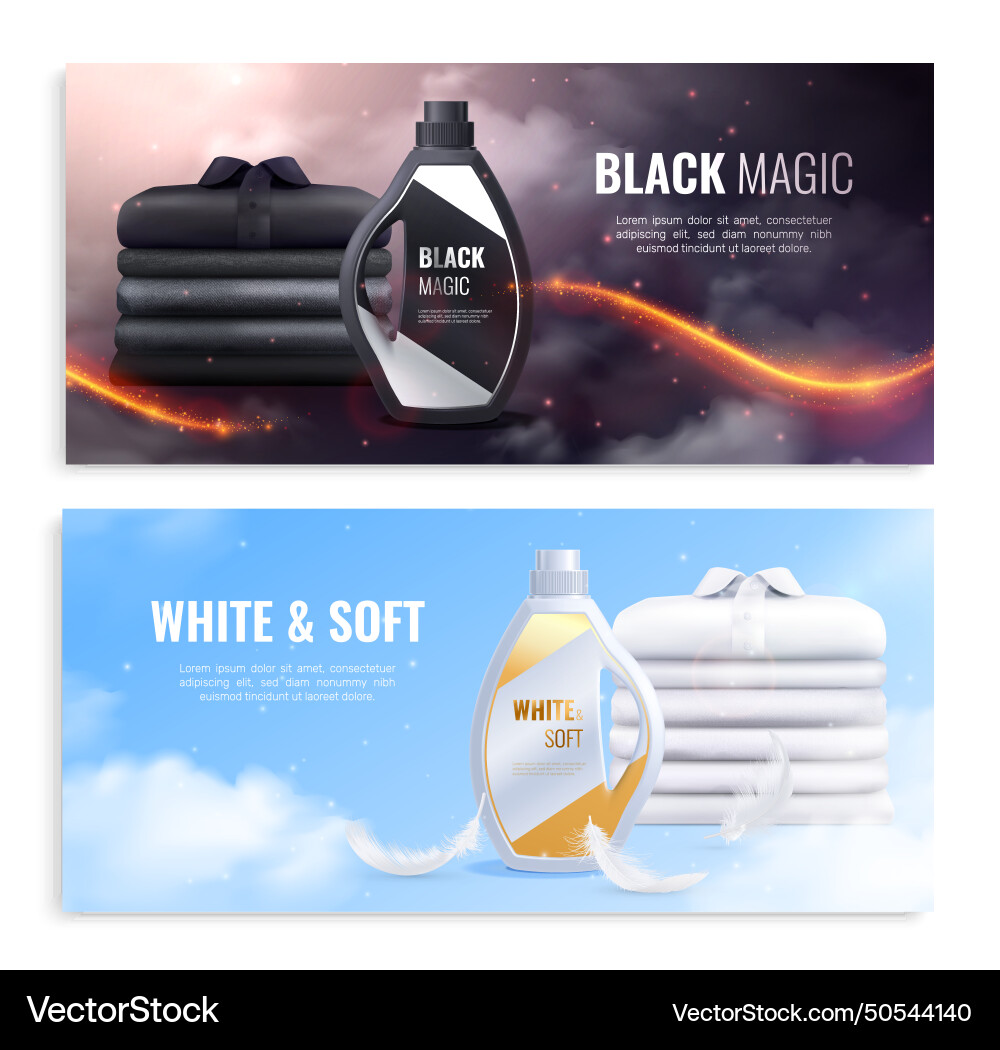 Washing clothes realistic banners Royalty Free Vector Image