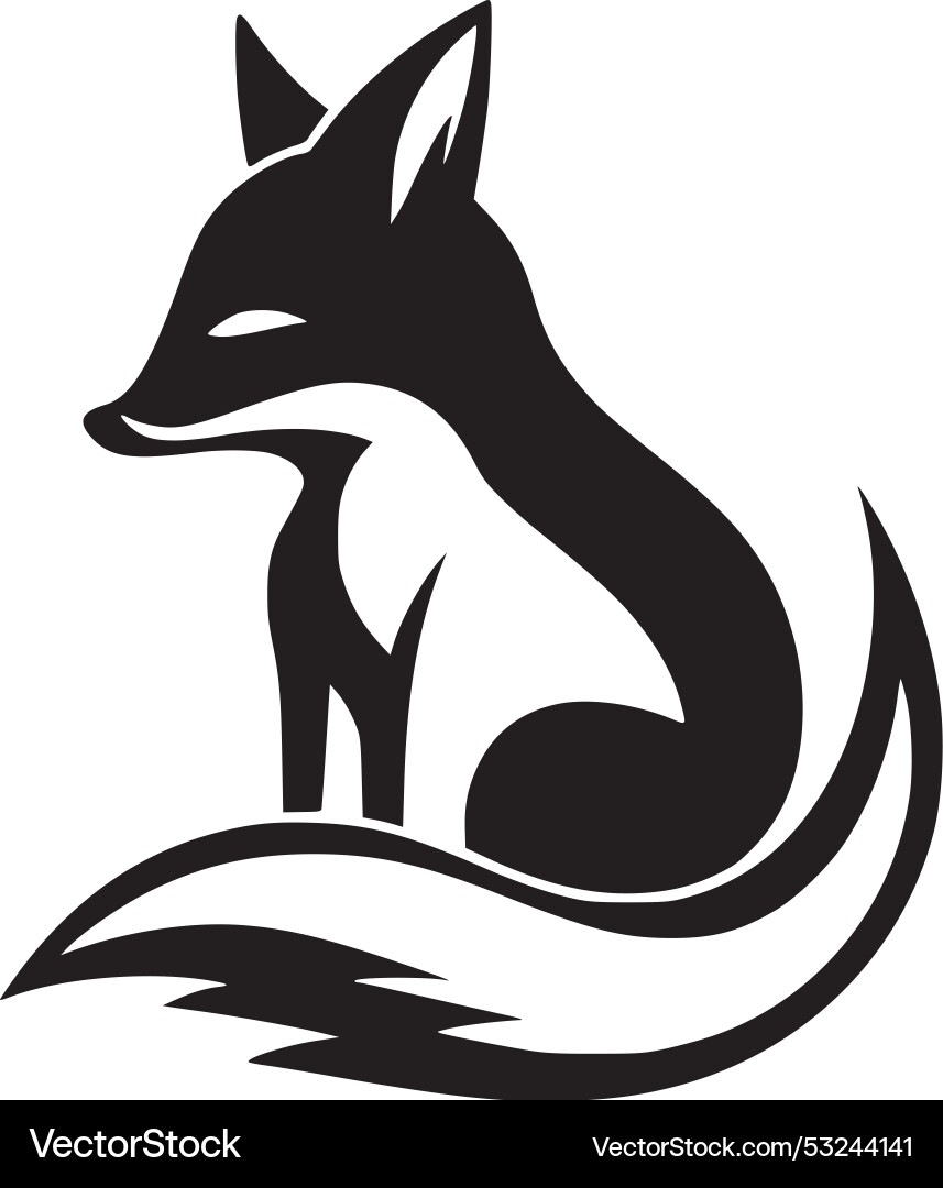 Fox - black and white Royalty Free Vector Image