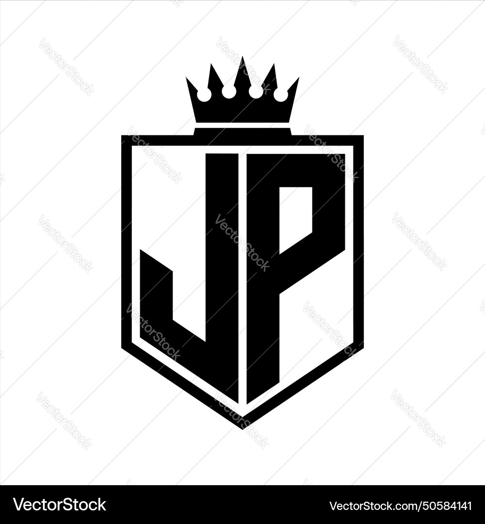 Jp logo monogram bold shield geometric shape Vector Image