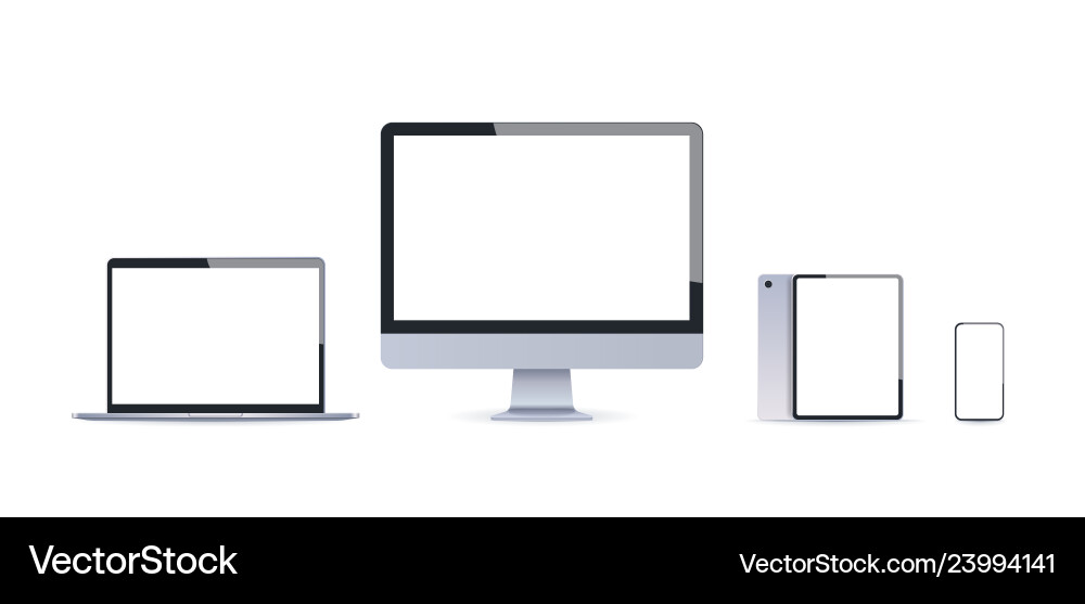 Realistic electronic devices mockup set laptop Vector Image