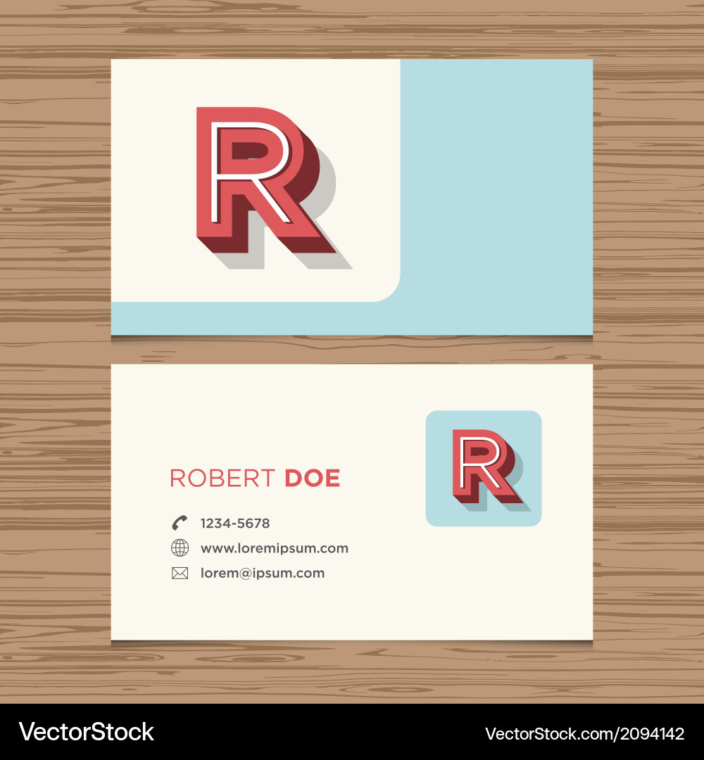 Business card letter r Royalty Free Vector Image