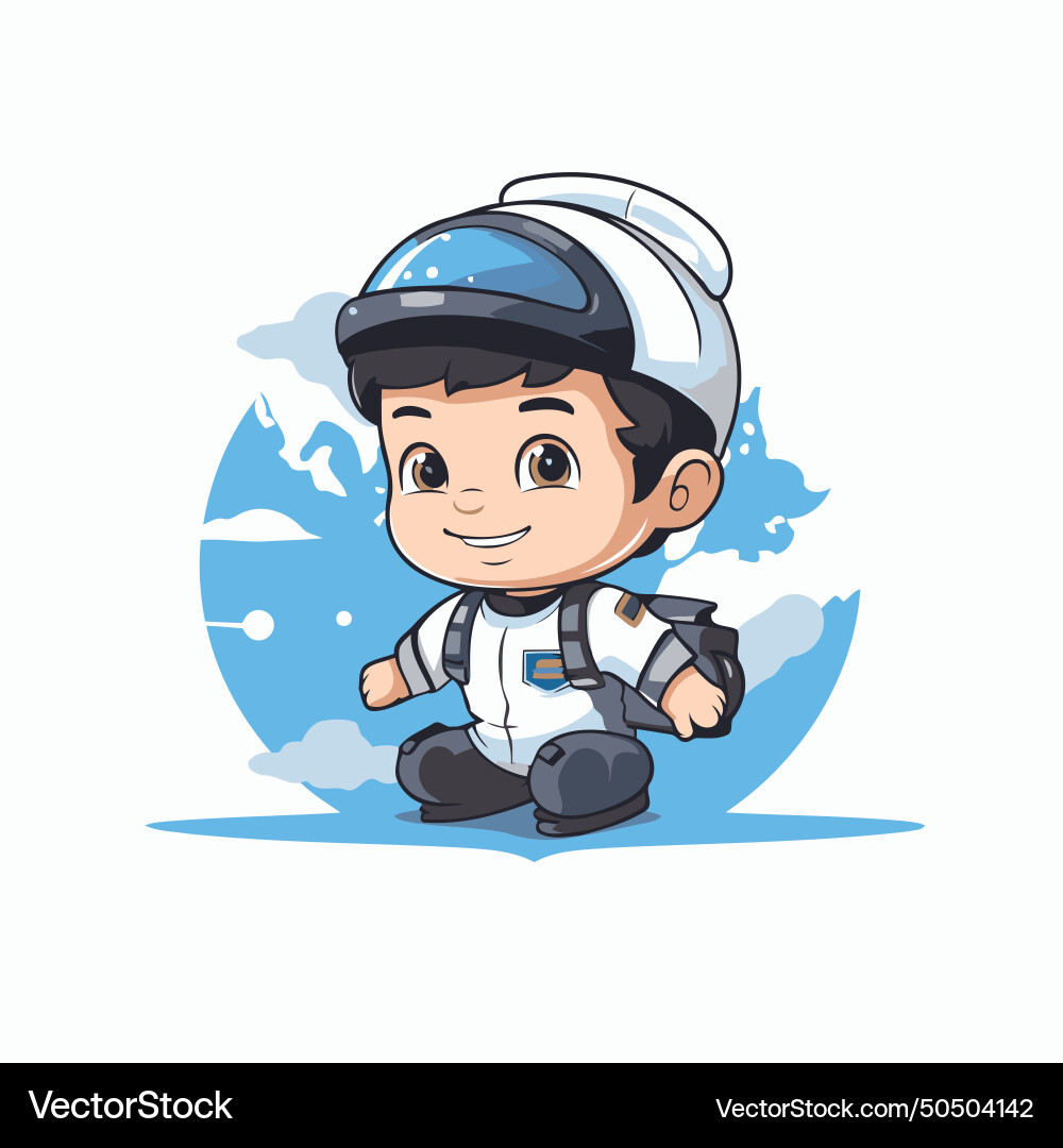 Cute little boy dressed as a pilot cartoon Vector Image