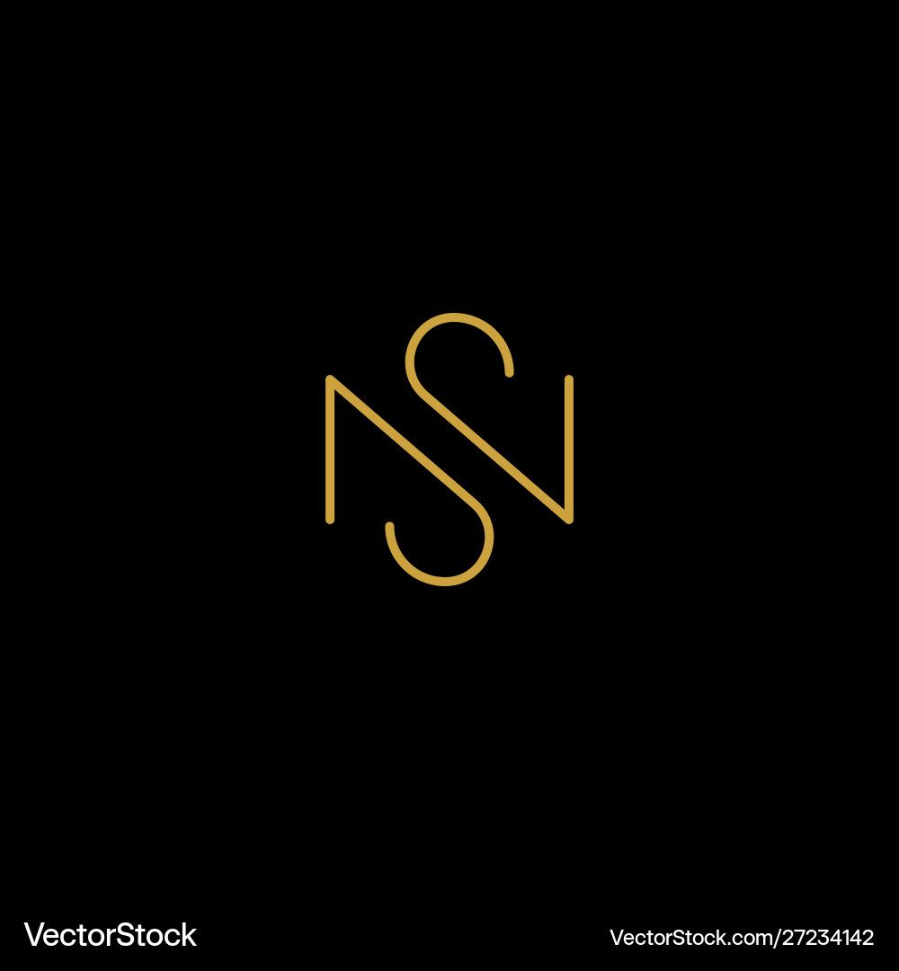 Letter s n sn ns logo design simple Royalty Free Vector