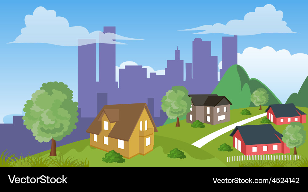 Suburban houses Royalty Free Vector Image - VectorStock