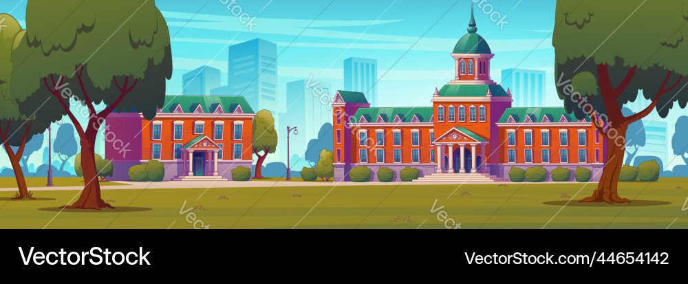 University college campus buildings high school Vector Image