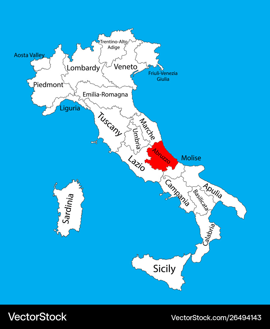Abruzzo italy province map silhouette Royalty Free Vector