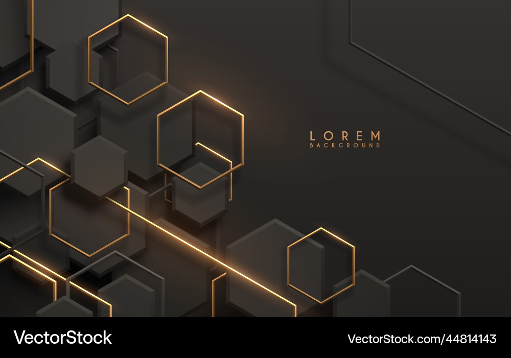 Abstract gray and gold hexagon shapes background Vector Image