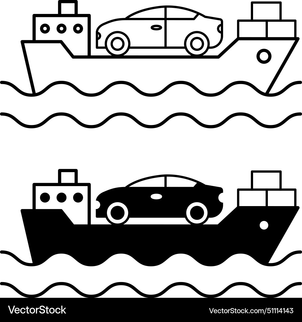 Cargo icons black and white ship Royalty Free Vector Image