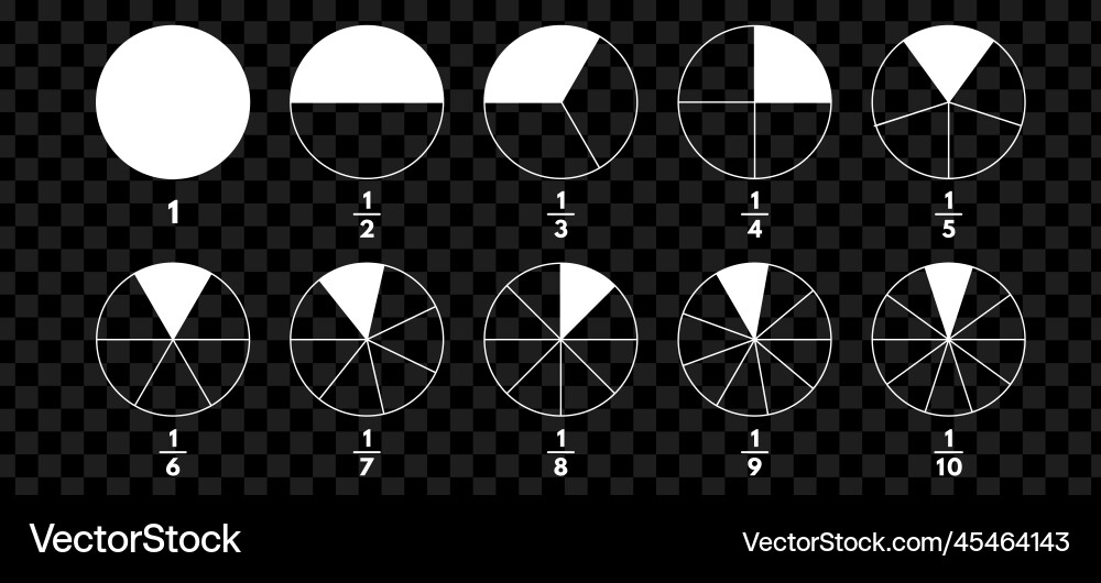 Fraction Pie Sections - Math Learning Royalty Free Vector