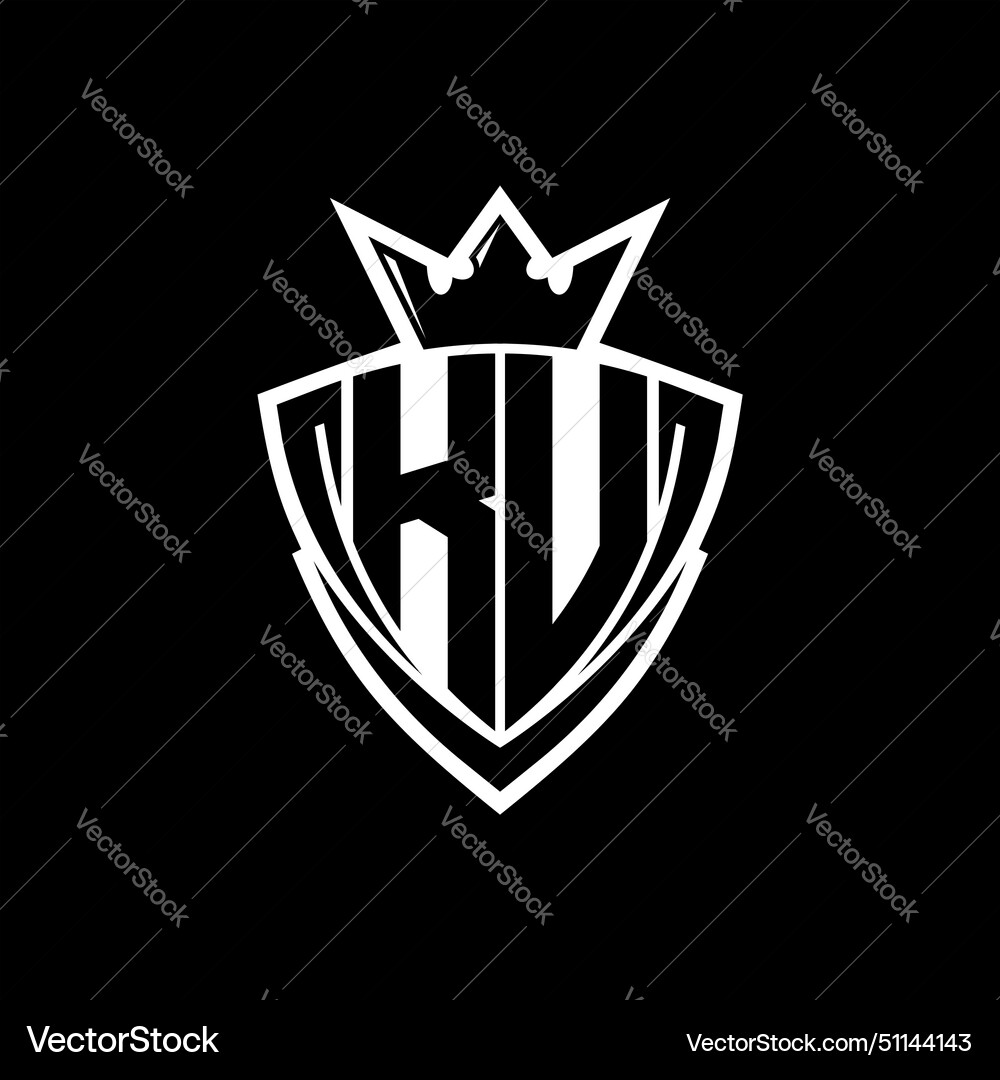 Ku letter logo with sharp triangle shield shape Vector Image