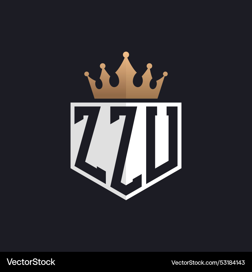 Luxury zzu logo with crown elegant initials Vector Image