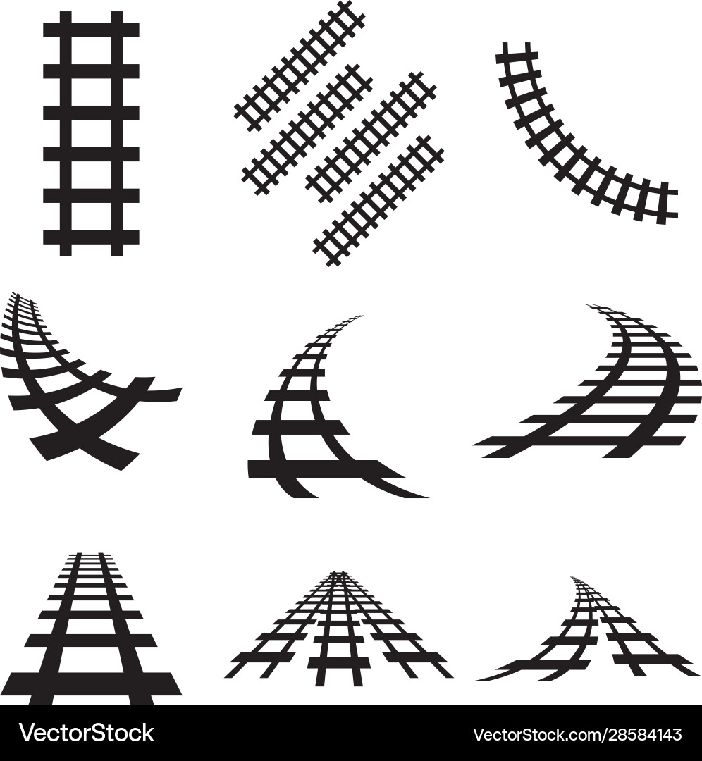 Railway Track Icon Set Royalty Free Vector Image