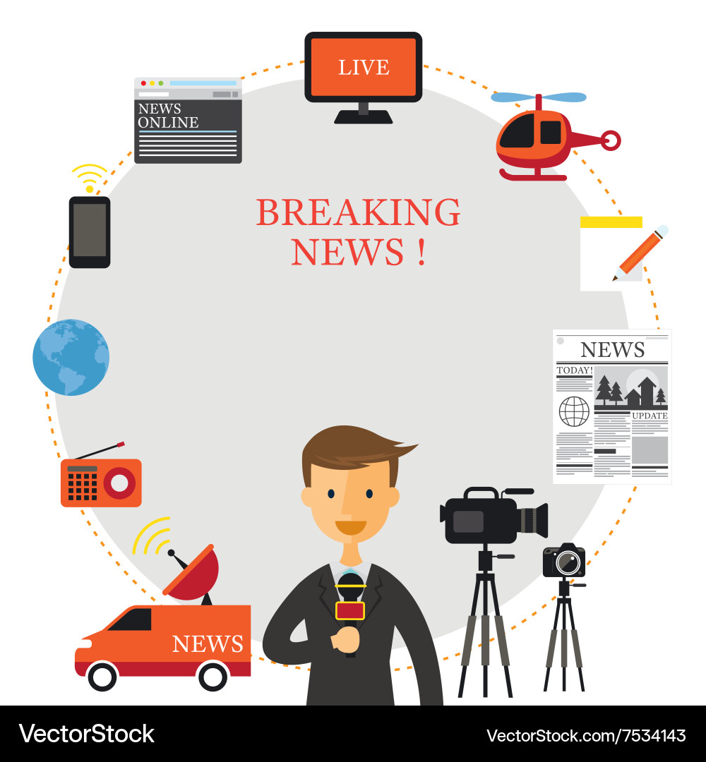 Reporter and news icons frame Royalty Free Vector Image