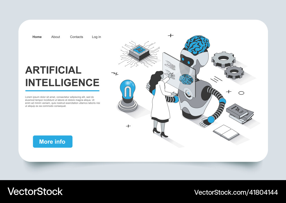 3D AI Robot Training Concept Royalty Free Vector Image
