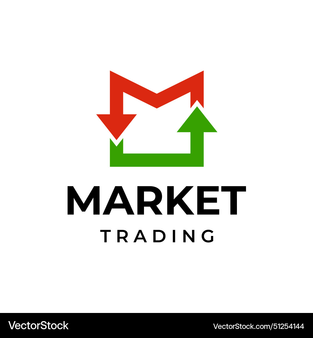 Creative letter m chart bar statistic stock market