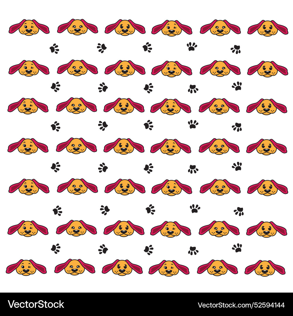 Cute dog and paw pattern Royalty Free Vector Image