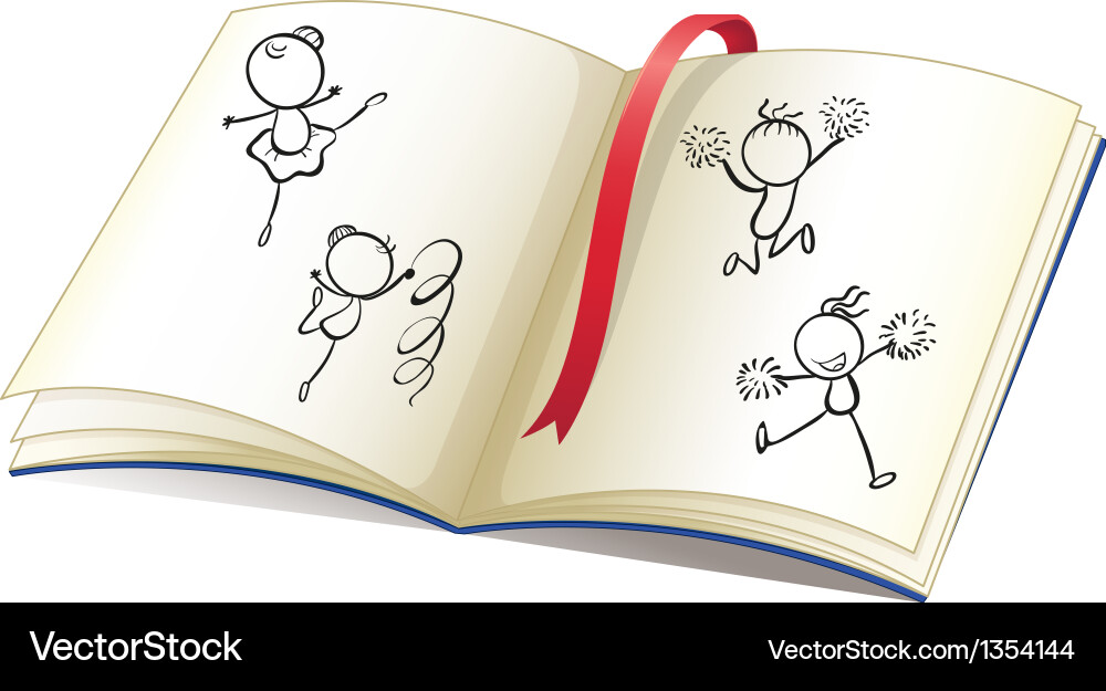 Doodle kids dancing book Royalty Free Vector Image