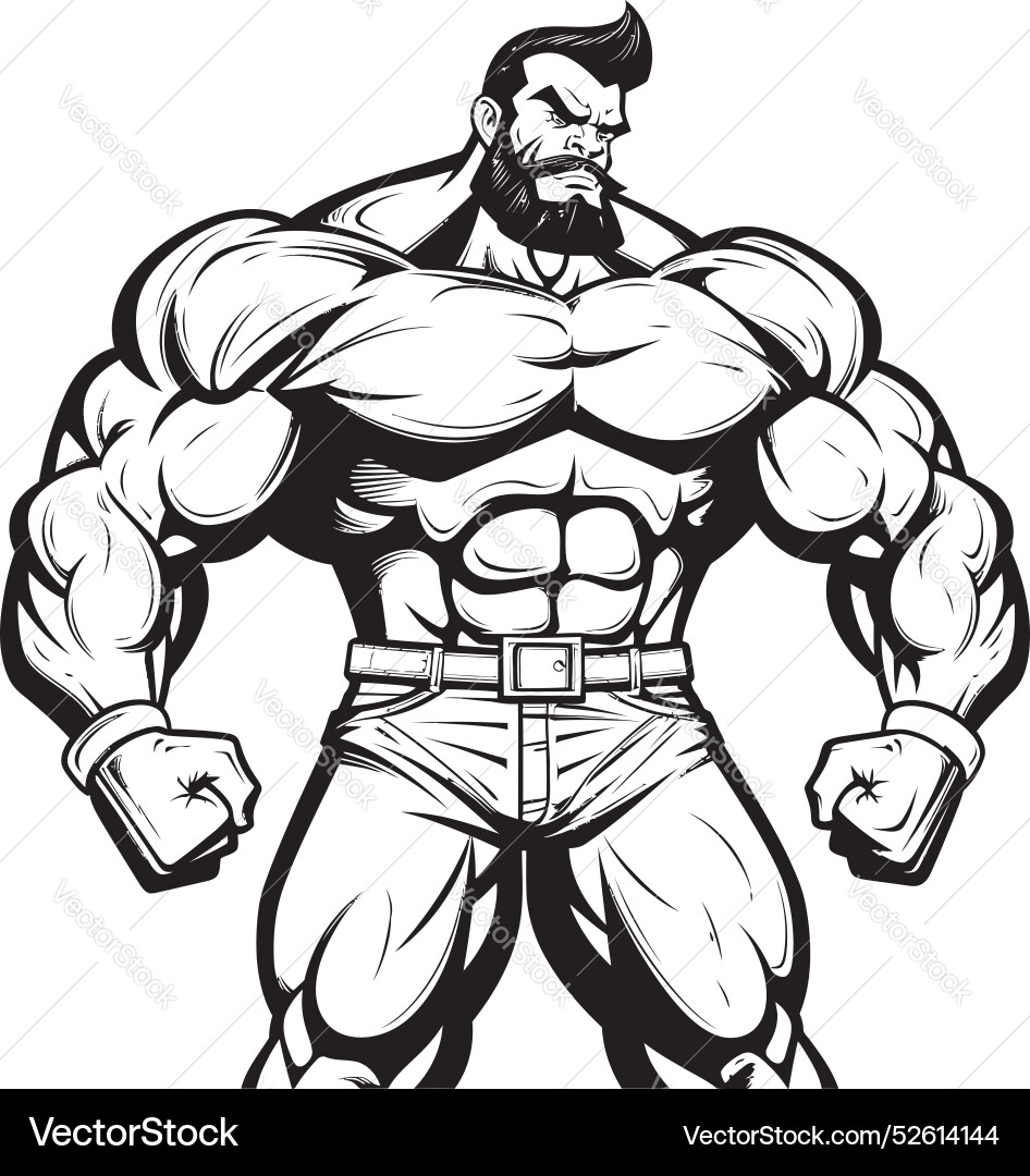 Laughing lumberjack black bodybuilder caricature Vector Image