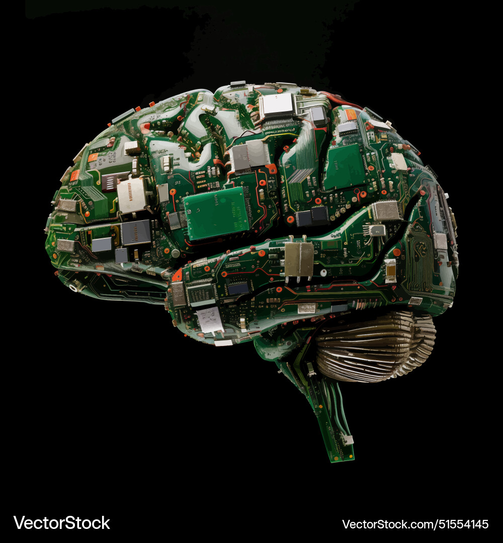 Artificial intelligence concept circuit brain Vector Image