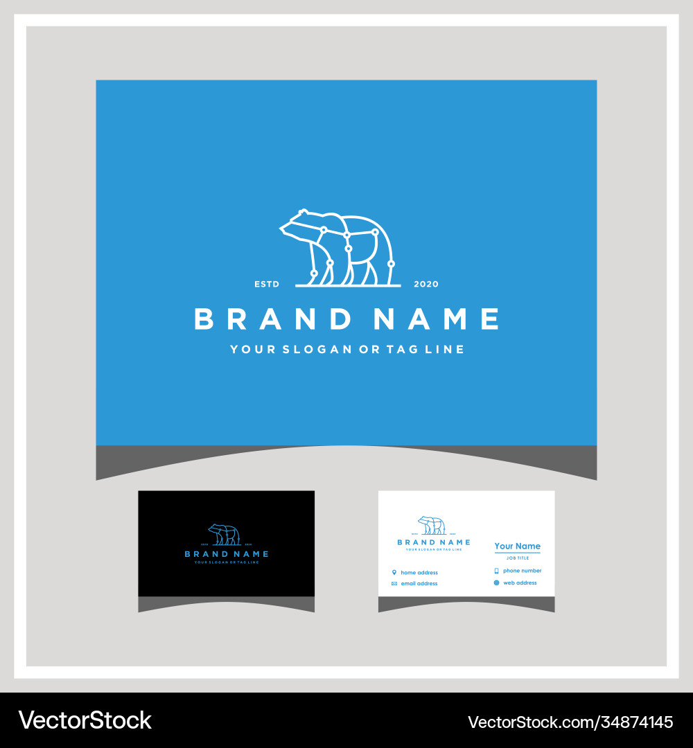 Bear tech logo design and business card Royalty Free Vector