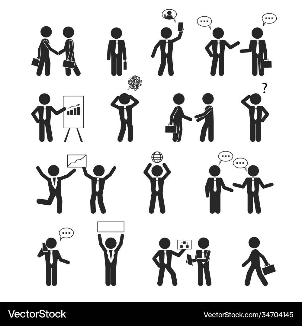 Business and communication human stick set Vector Image