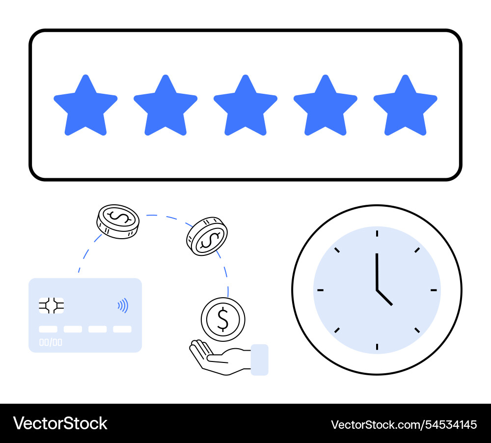 Customer satisfaction with 5-star rating credit Vector Image
