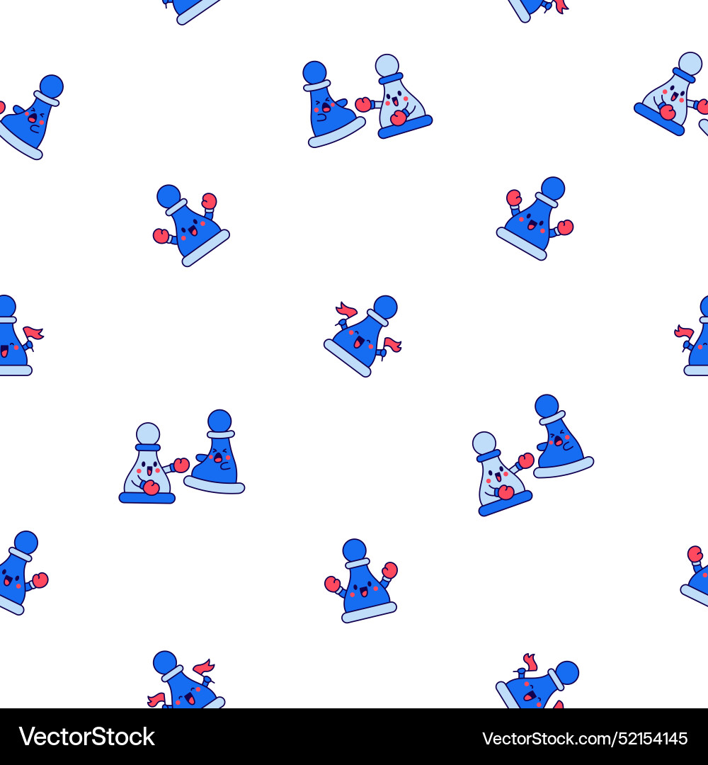 Cute chess pawn with happy face seamless pattern Vector Image