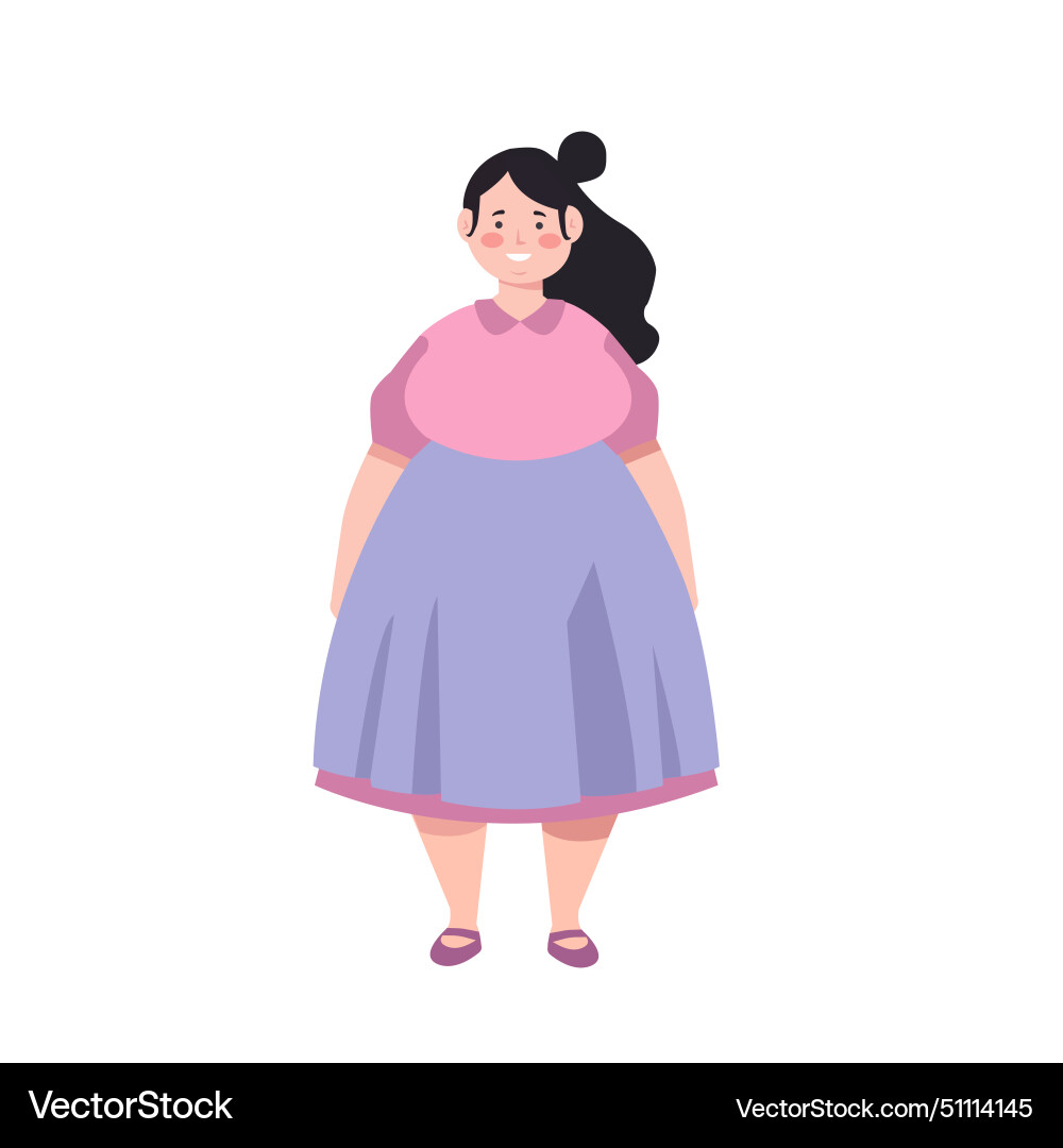 Fat woman stands isolated on white background Vector Image