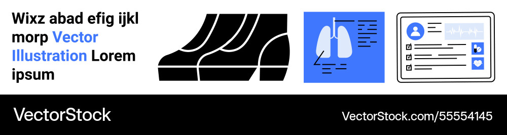 Footsteps lung health and personal profile Vector Image