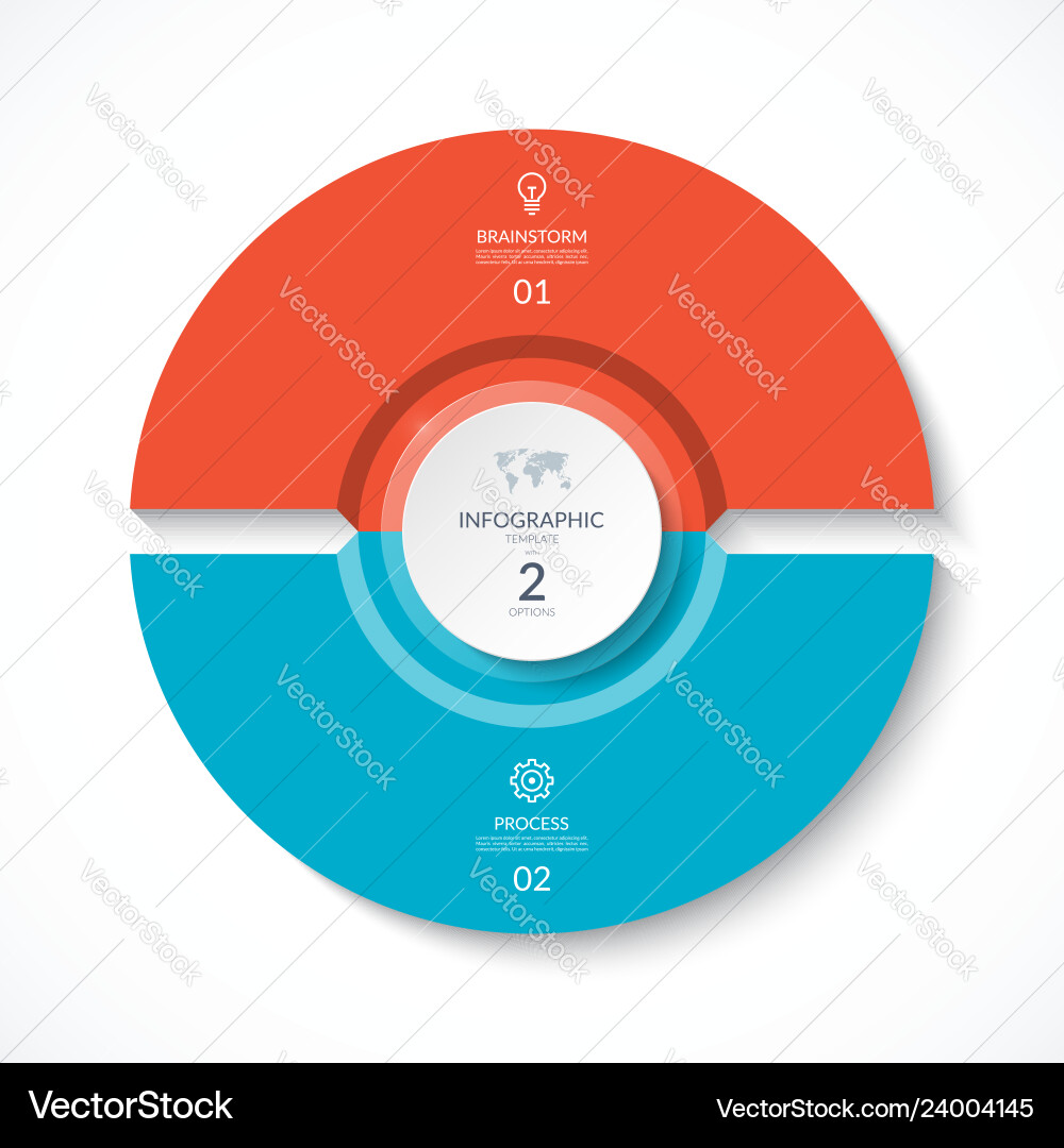 Infographic circle cycle diagram with 2 stages Vector Image