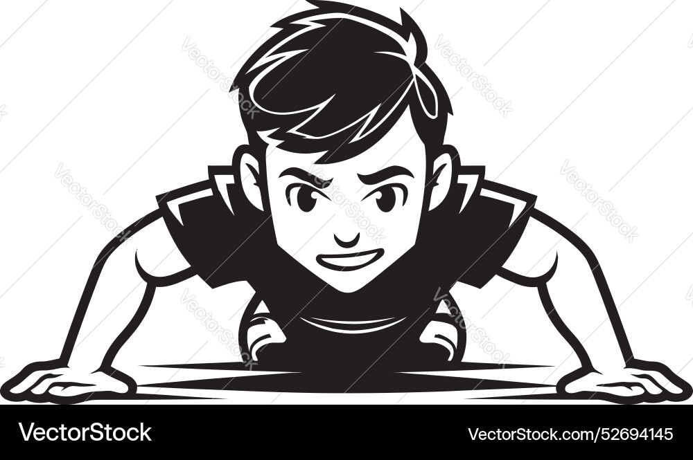 Muscular male engaged in push ups black active Vector Image