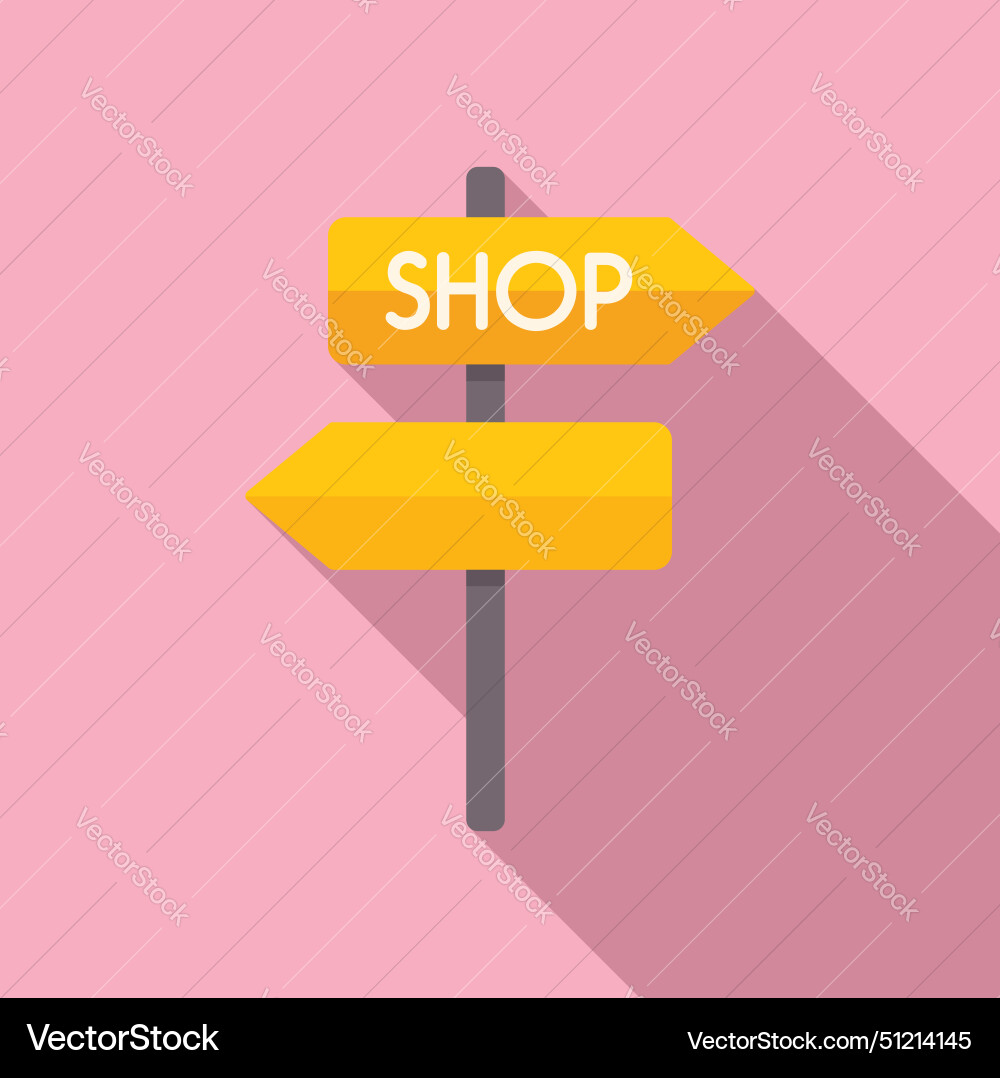 Shop direction road board icon flat online Vector Image