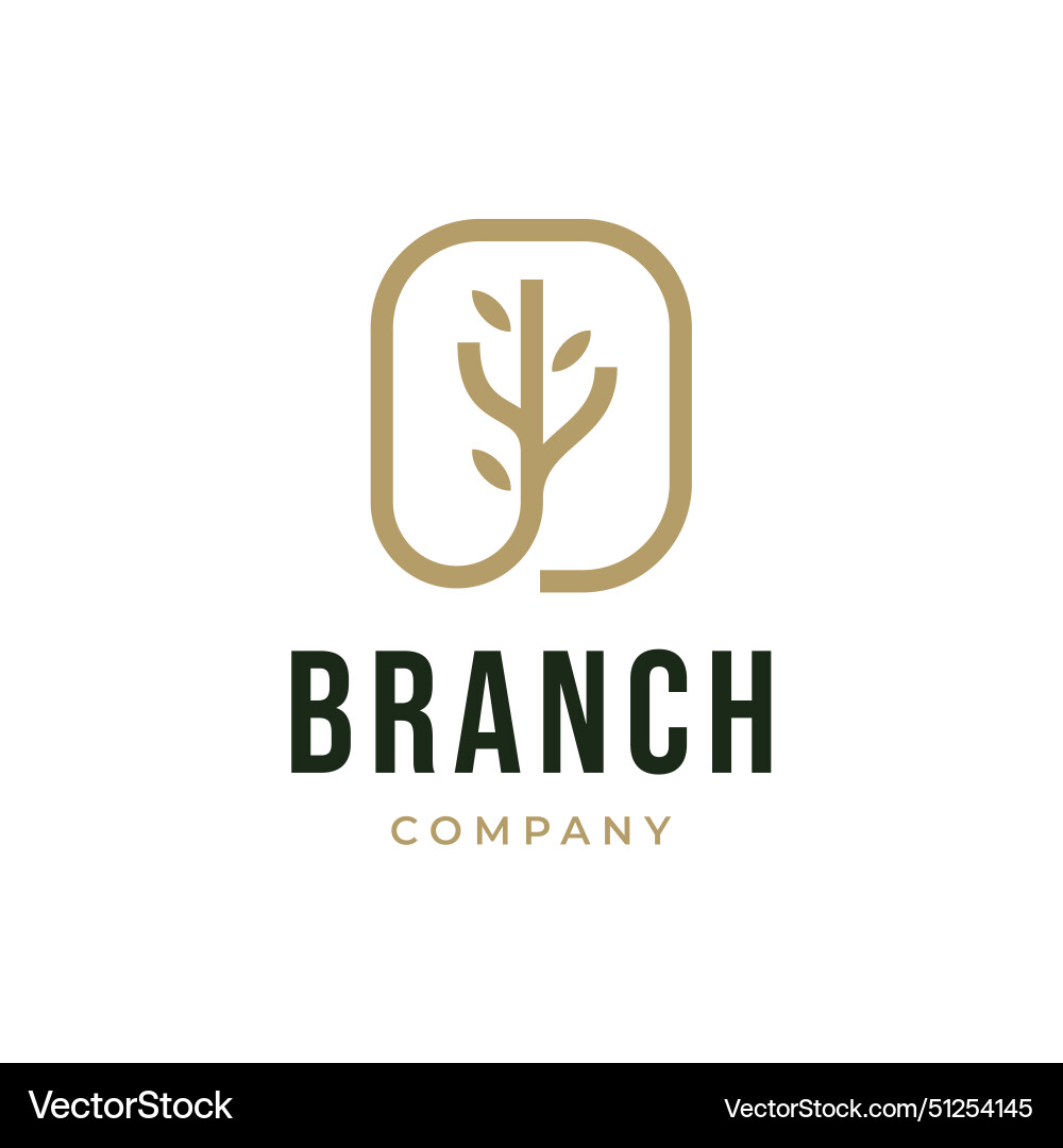 Tree branch with leaves logo template Royalty Free Vector