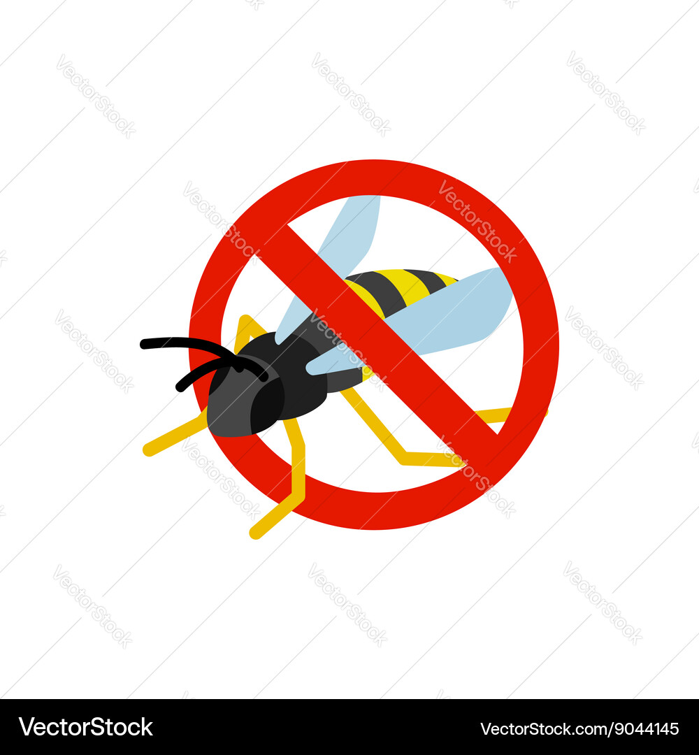 Warning sign with wasp icon isometric 3d style Vector Image