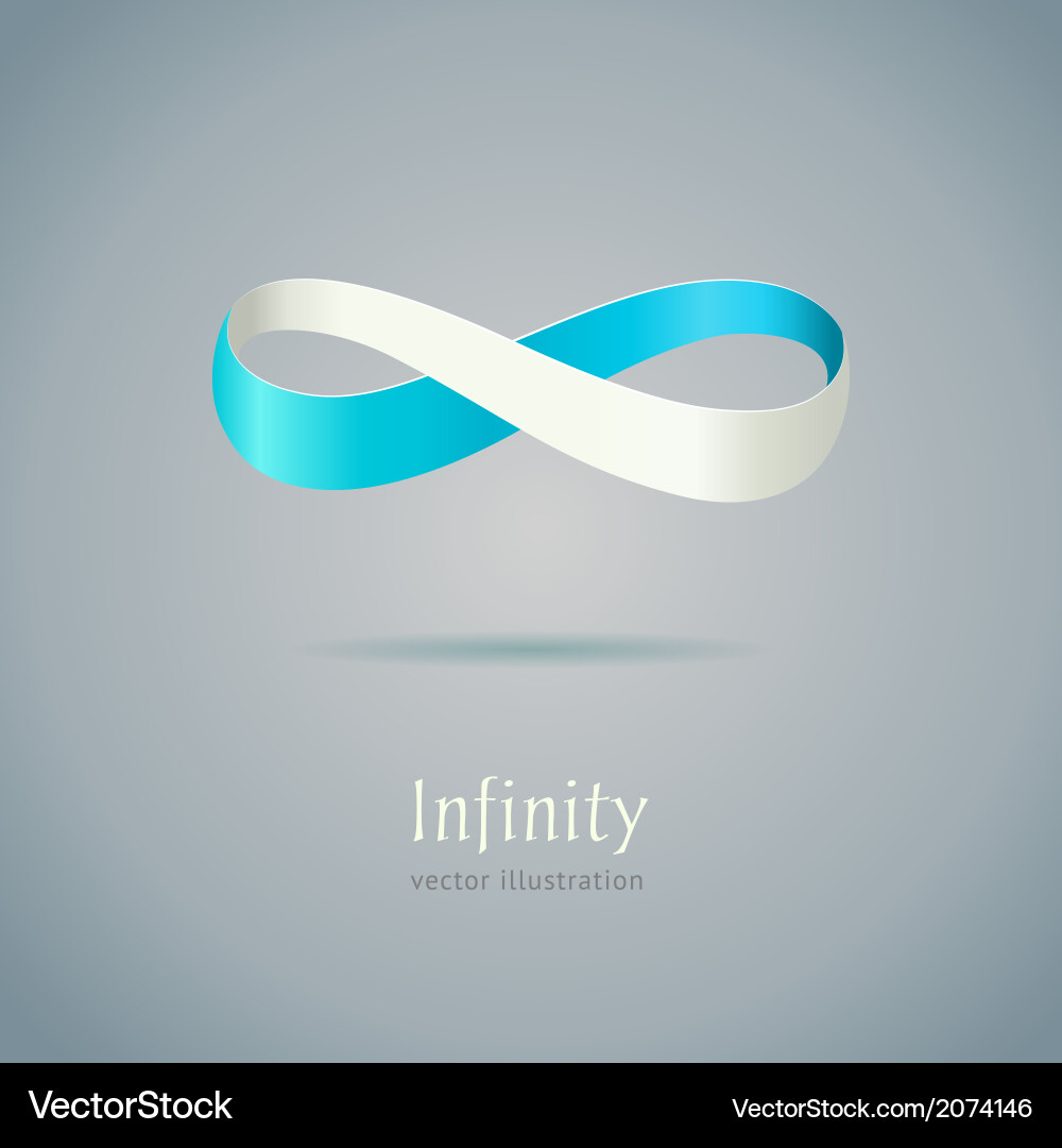 Abstract blue infinity symbol on gray background Vector Image