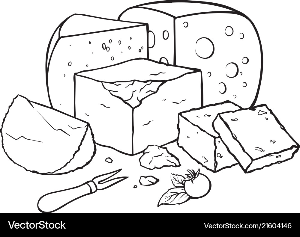 Cheese hand drawn sketch engraving Royalty Free Vector Image