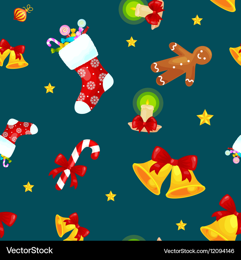 Christmas seamless pattern gingerbread man Vector Image