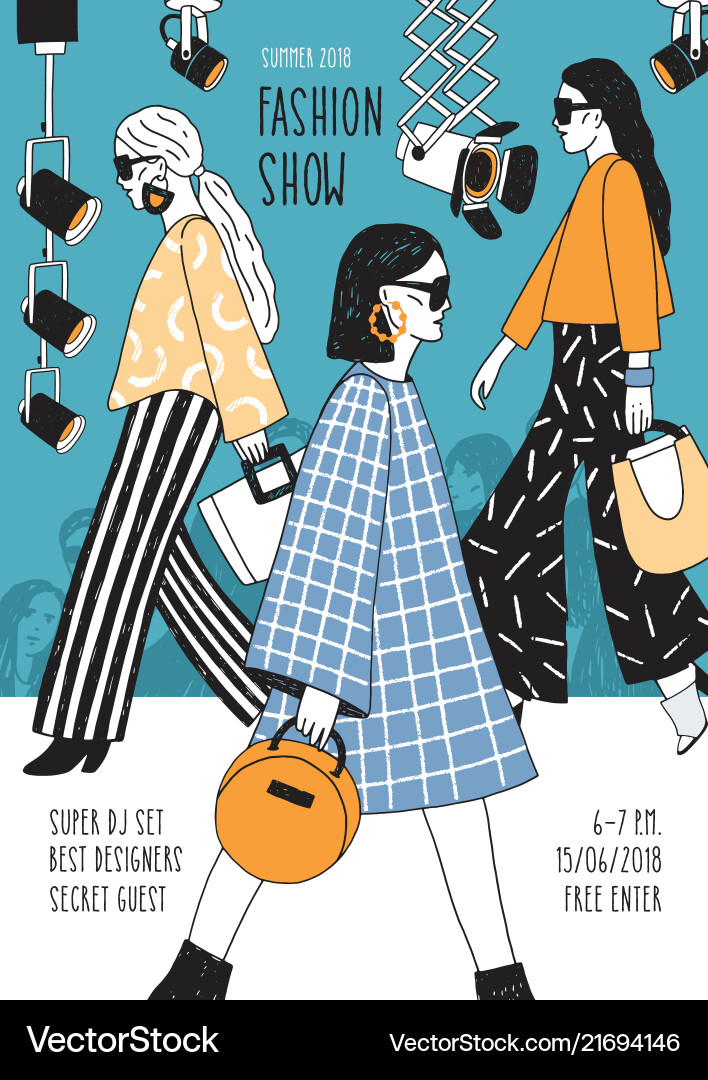 Fashion Show Flyer - Runway Models Royalty Free Vector Image