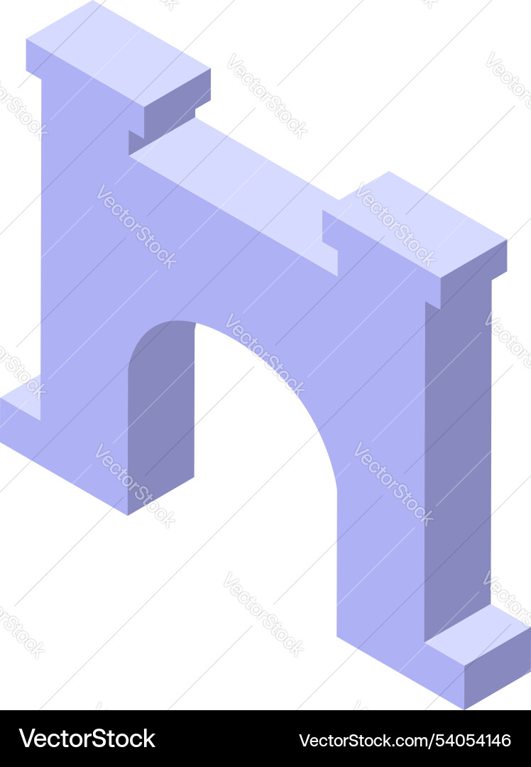 Fortress gate archway with battlements protecting Vector Image