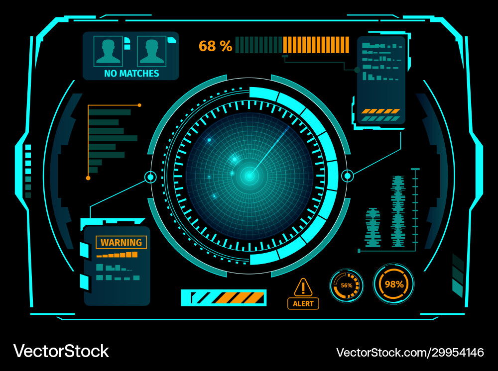 Hud interface radar composition Royalty Free Vector Image