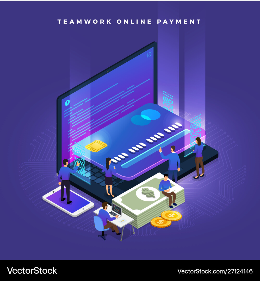 Isometric online payment Royalty Free Vector Image